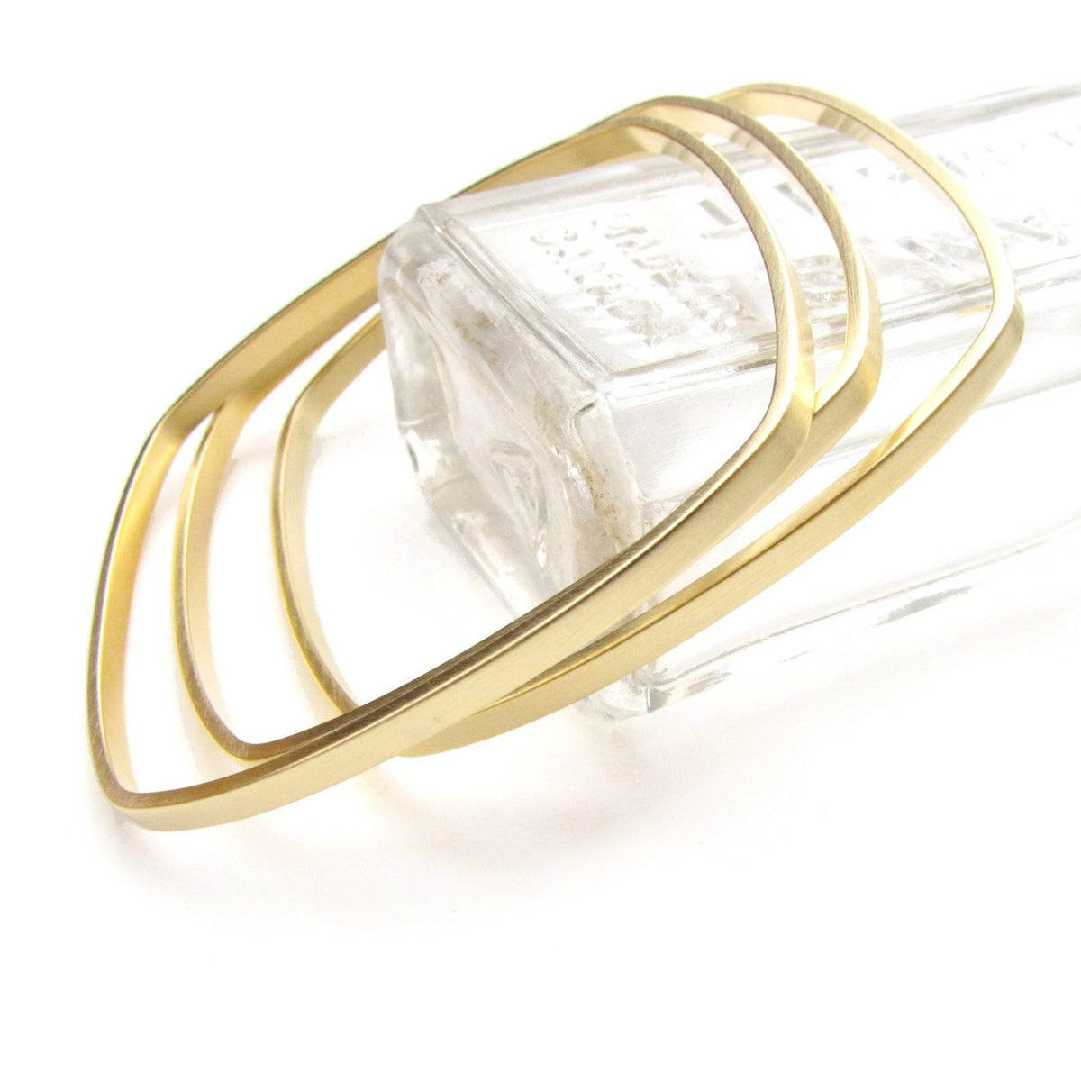 Square Bangles Gold Dipped Queens Metal